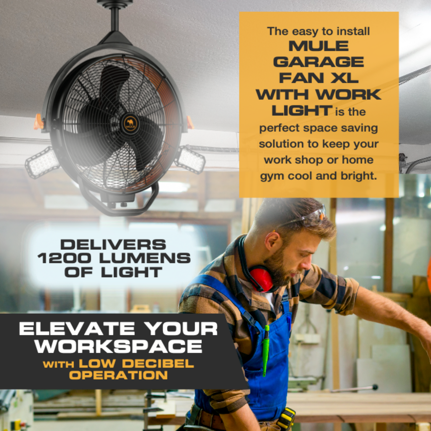 Garage Fan XL with Work Lights — MULE