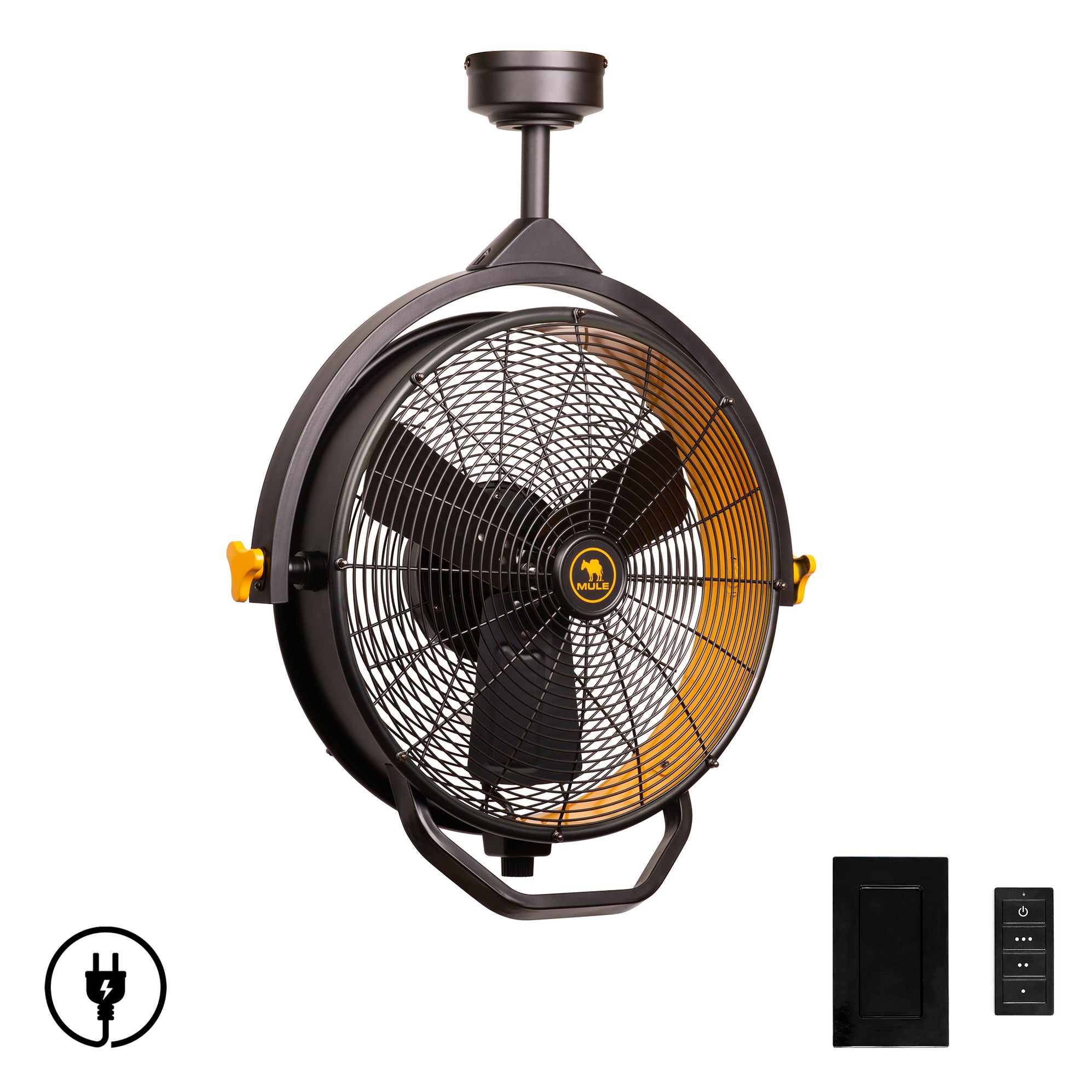 18" Garage Fan, Ceiling Mounted Plug-In Cord, 3 Speed, 3000 CFM | MULE